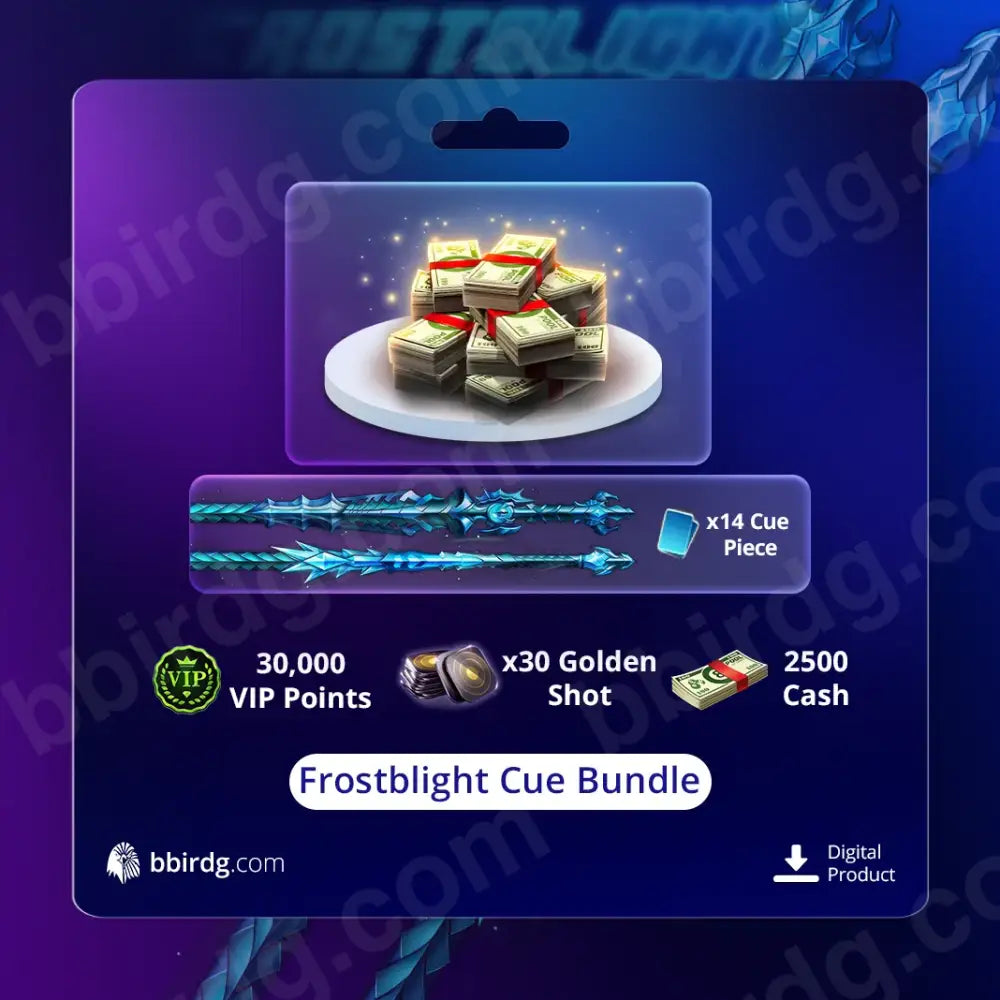 2500 Cash with Frostblight Cue Bundle | 8 Ball Pool – BlackBird Store