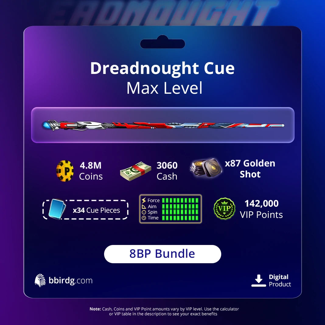 Dreadnought Cue Max Level Bundle 8 Ball Pool BlackBird Store Dreadnought Cue Max Level Bundle 8 Ball Pool BlackBird Store