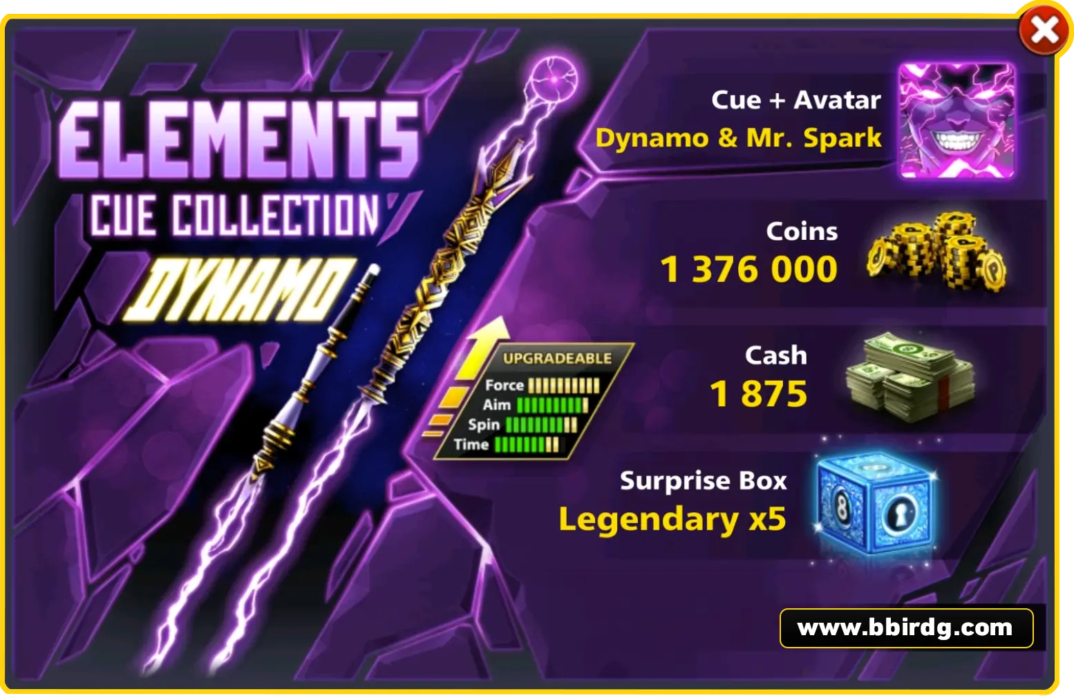 Dynamo Cue - Elements Collection | 8 Ball Pool – BlackBird Store