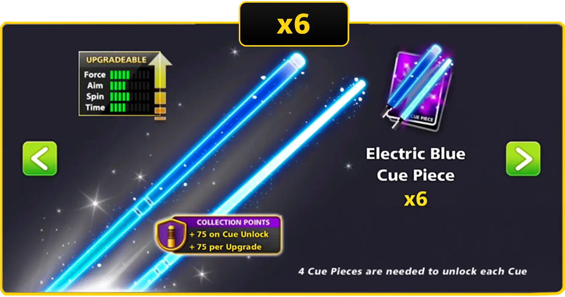 x6 Electric Blue Cue Pieces | 8 Ball Pool - BlackBird – BlackBird Store