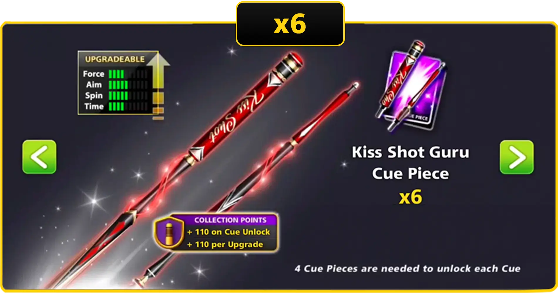 x6 Kiss Shot Guru Cue Pieces | 8 Ball Pool - BlackBird – BlackBird Store