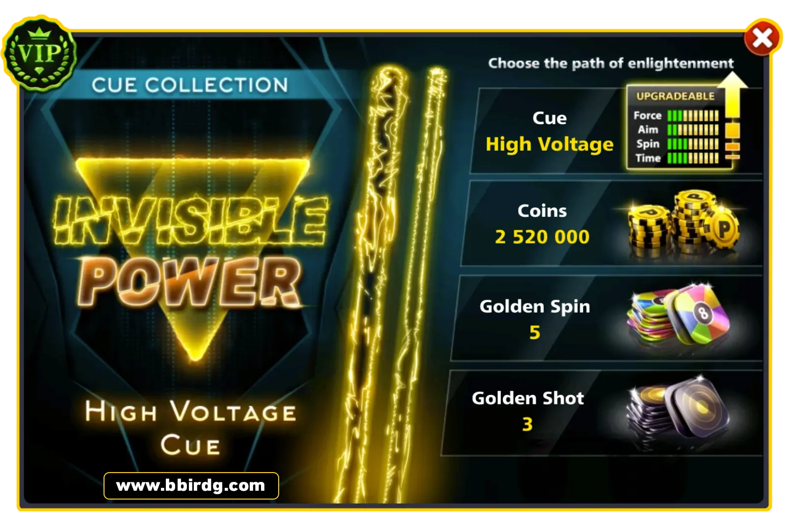High Voltage Cue - Invisible Power | 8 Ball Pool – BlackBird Store