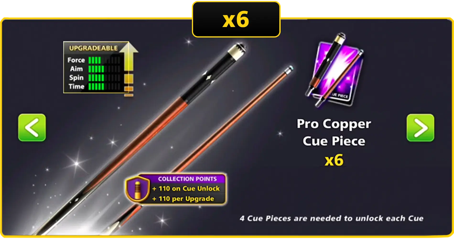 x6 Pro Copper Cue Pieces | 8 Ball Pool – BlackBird Store